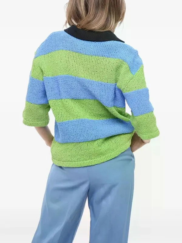 Sunnei Striped Polo-collar Top