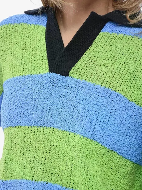 Sunnei Striped Polo-collar Top