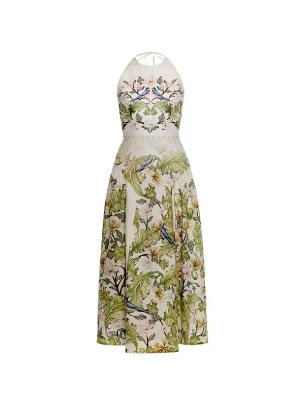 Agua Bendita Balsa Anhelo Embroidered Halter-neck Midi Dress - Green