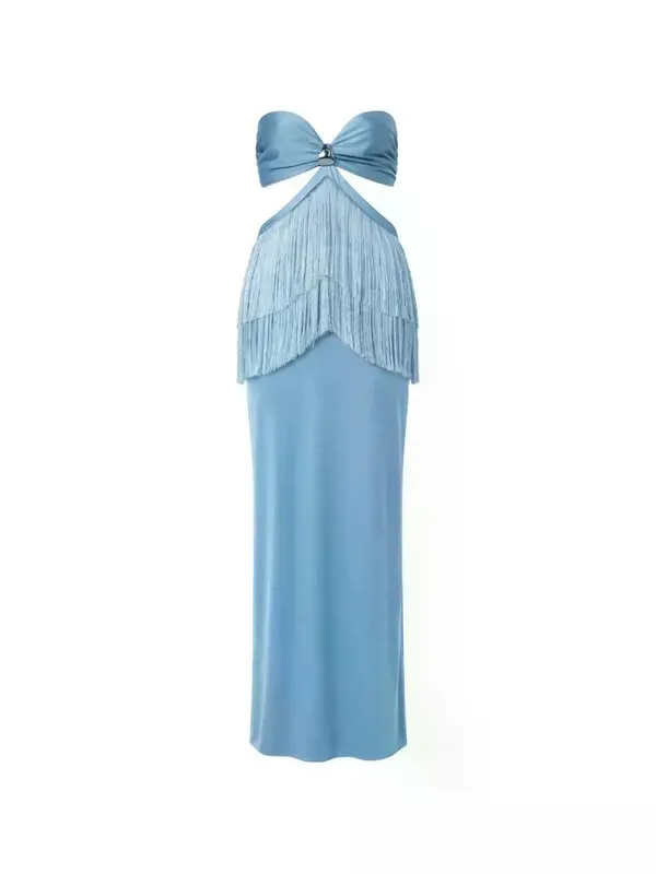 BAOBAB Dua Fringed Cutout Maxi Dress - Blue
