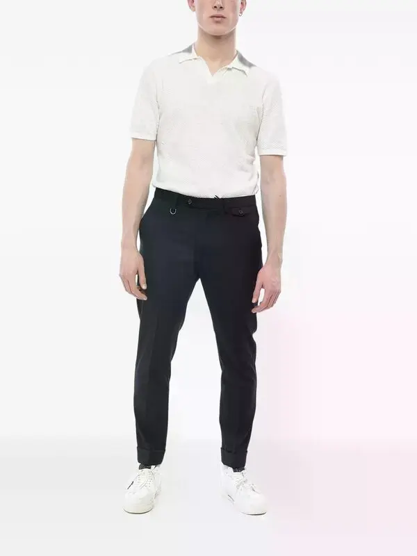PAOLO PECORA Navy Blue Trousers With Turn-up Cuffs