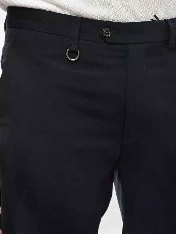 PAOLO PECORA Navy Blue Trousers With Turn-up Cuffs