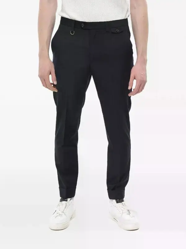 PAOLO PECORA Navy Blue Trousers With Turn-up Cuffs