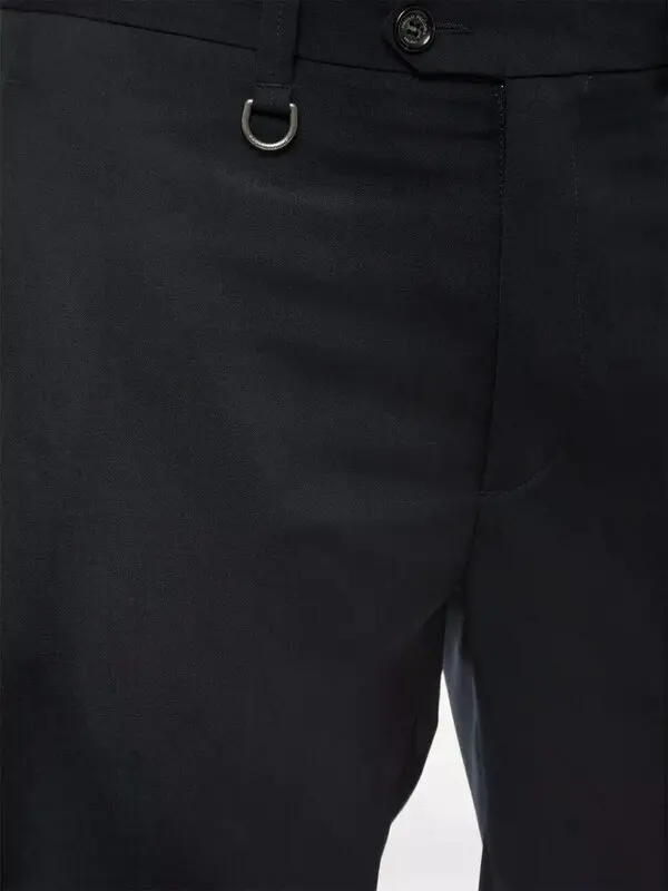 PAOLO PECORA Navy Blue Trousers With Turn-up Cuffs