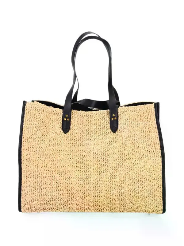 Jérôme Dreyfuss Large Raffia Tote Bag With Leather Trim - Neutrals