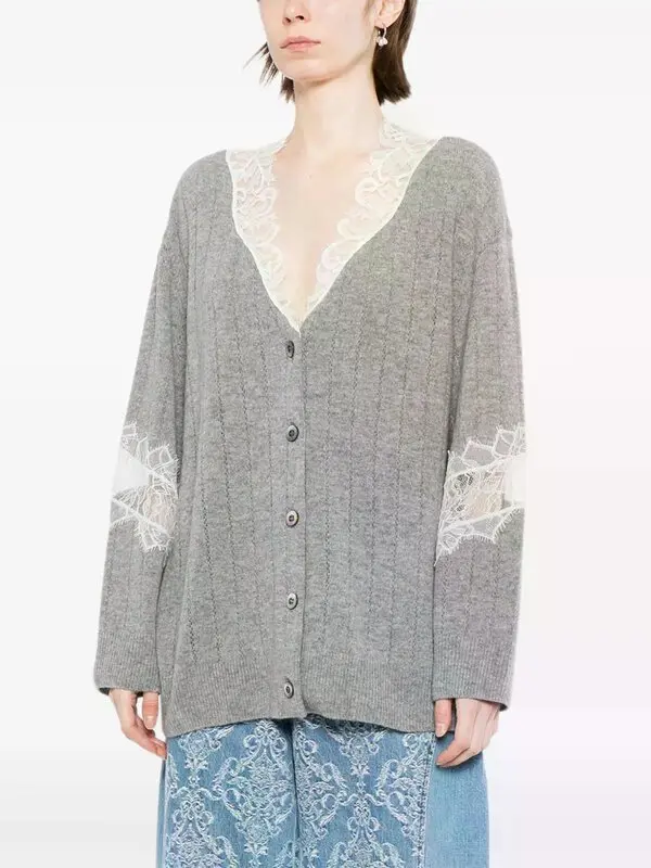 FETICO Hairy-lace Paneled Cardigan