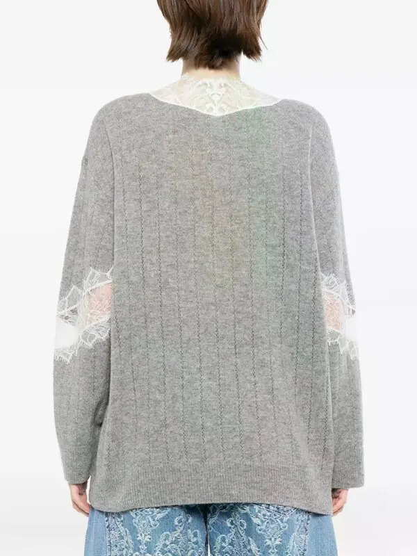 FETICO Hairy-lace Paneled Cardigan