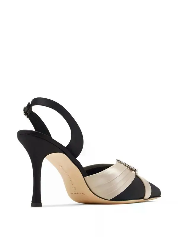 Manolo Blahnik Crystal-buckle Pleated Slingback Pumps