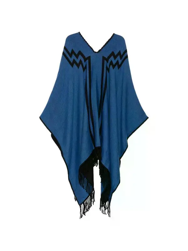 COUNTY OF MILAN Fringed Cape - Blue