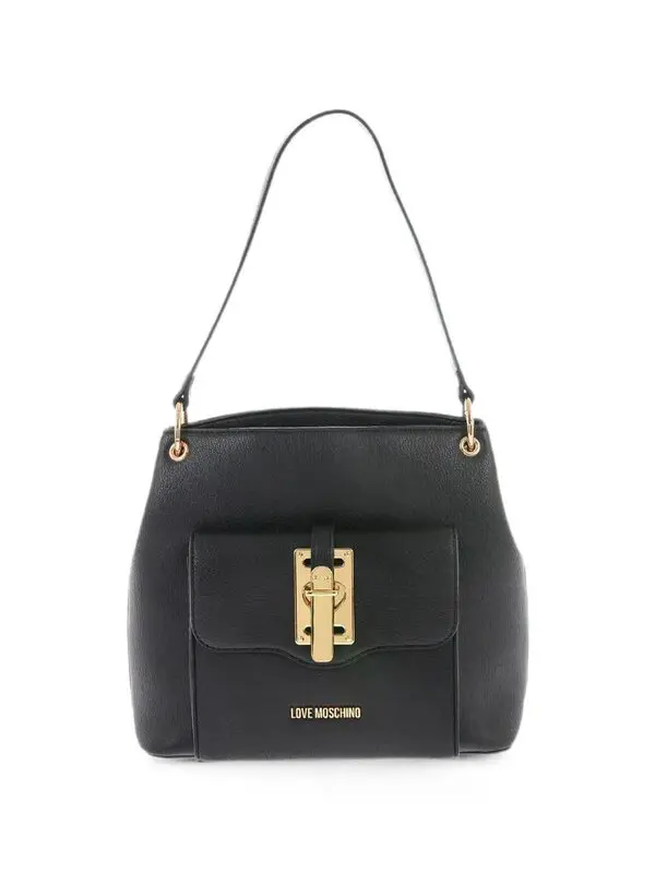 Moschino Grained-effect Logo-plaque Shoulder Bag
