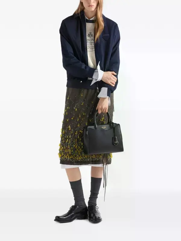 Prada Prelude Medium Leather Handbag - Black