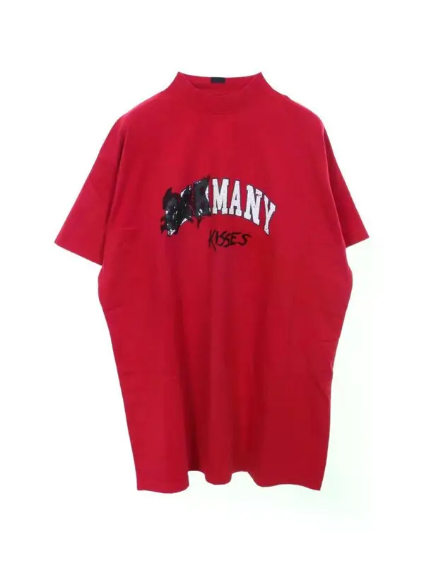 Balenciaga 2020s Many Kisses Graphic Print Short-sleeve T-shirt - Red