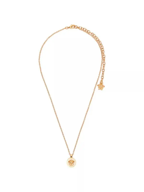Versace Medusa Head Motif Coin Pendant Necklace - Gold