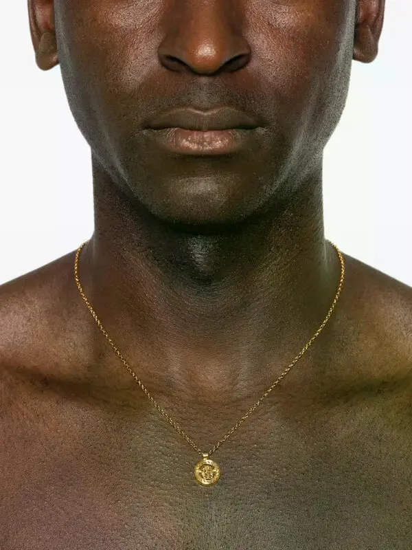 Versace Medusa Head Motif Coin Pendant Necklace