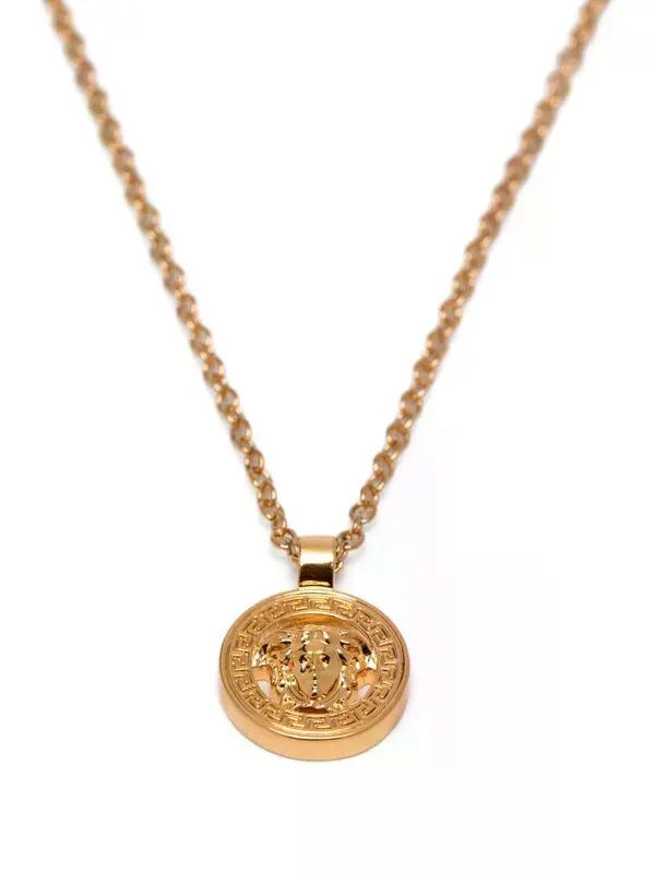 Versace Medusa Head Motif Coin Pendant Necklace