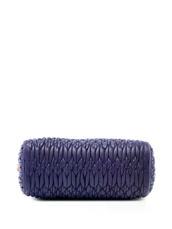Miu Miu Matelassé Nappa Crystal Charm Shoulder Bag - Purple