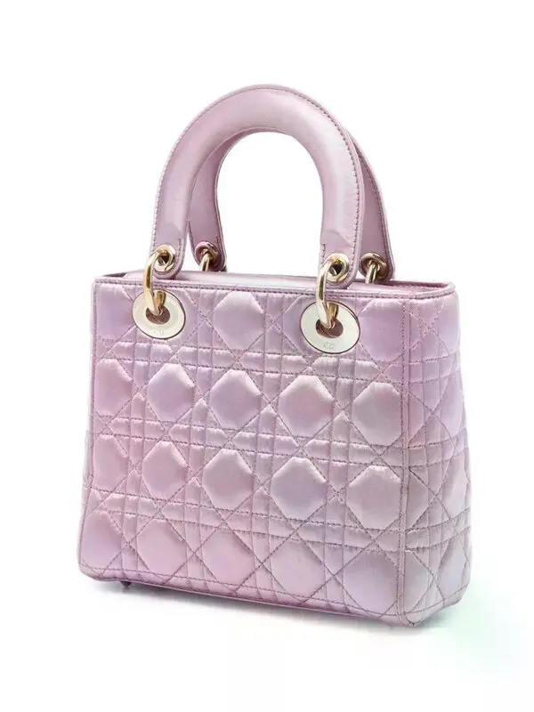 Dior Small Satin Cannage Swarovski Lady Satchel - Pink