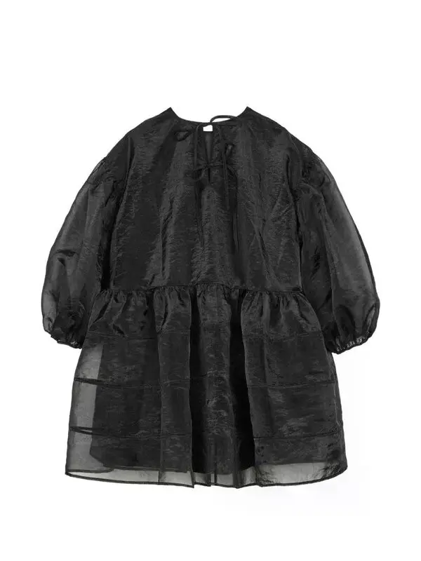 Cecilie Bahnsen Mini Sheer Crinkled-texture Mini Dress - Black