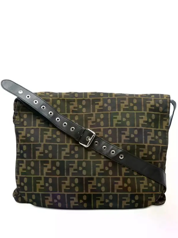Fendi 2000-2010 Zucca Canvas Skull Messenger Bag Crossbody Bag - Brown