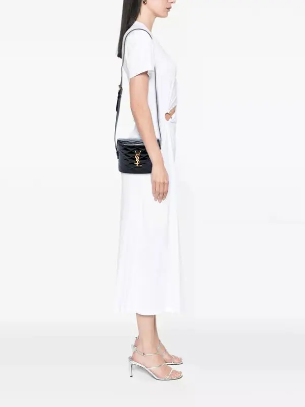 Saint Laurent Quilted Patent Monogram June Box Crossbody Bag - Black