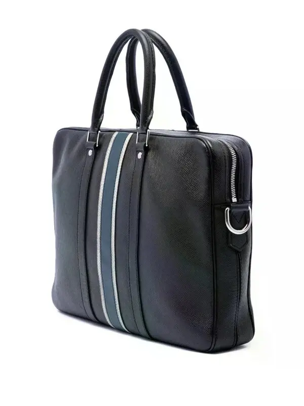 LOUIS VUITTON 2017 Taiga Striped Porte Documents Voyage Pm Business Bag - Black