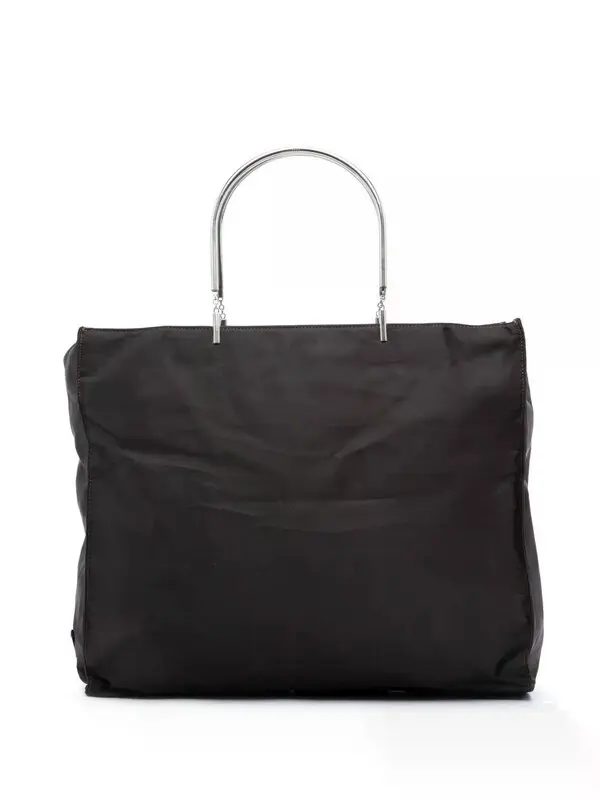 Prada 2000-2013 Tessuto Metal Handle Bag Tote Bag - Brown