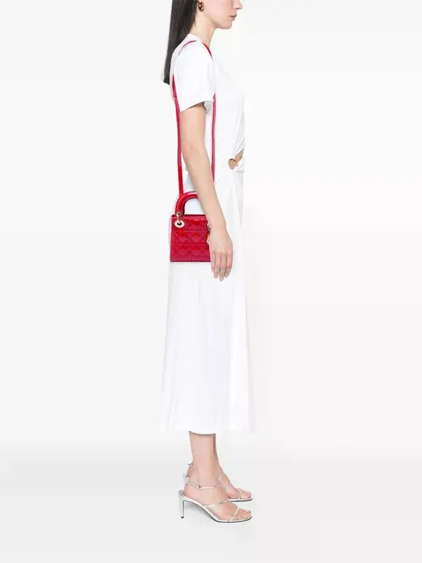 Dior Patent Cannage Lady Satchel - Red