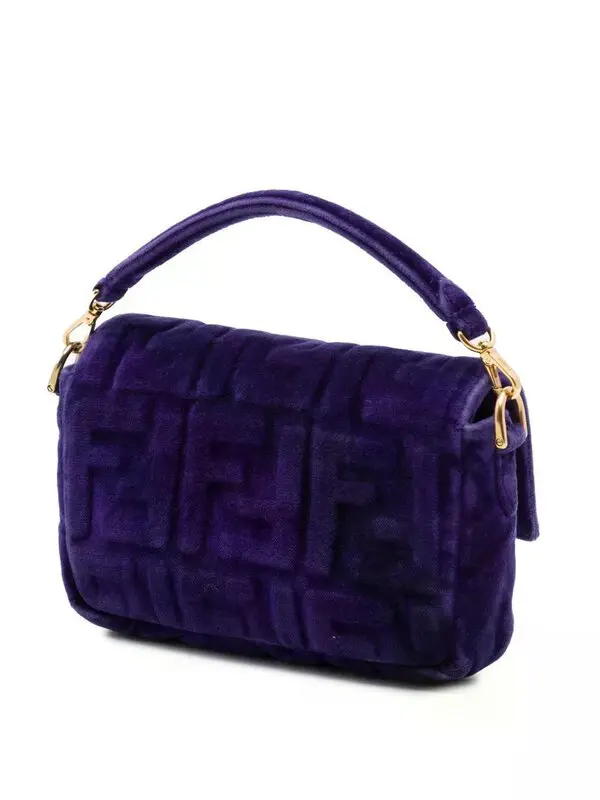 Fendi Mini Zucca Embossed Velvet Baguette Satchel