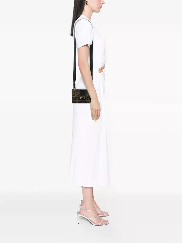 Fendi 2010-2026 Zucca Canvas Convertible Baguette Pouch Crossbody Bag - Brown