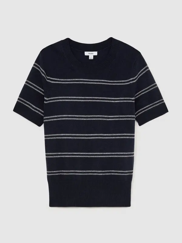 REISS Sabrina Wool-blend Striped Knit Top With Cashmere