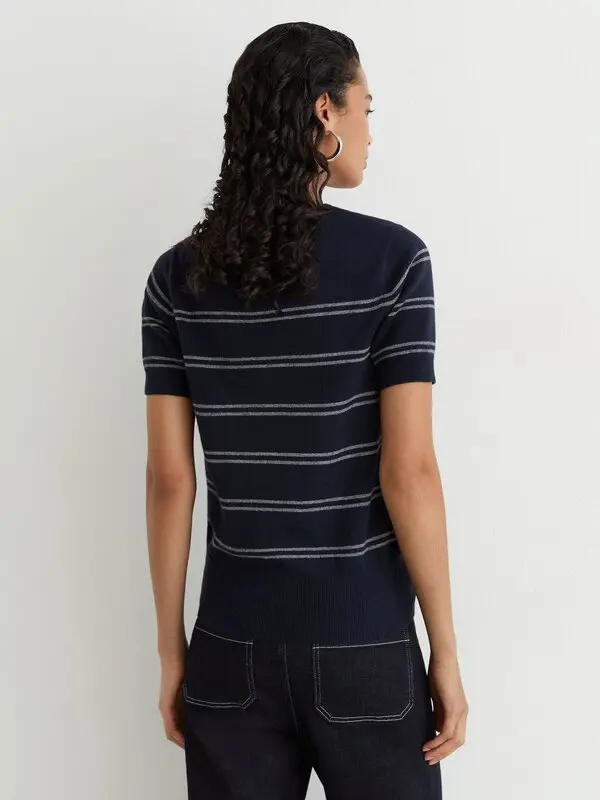 REISS Sabrina Wool-blend Striped Knit Top With Cashmere