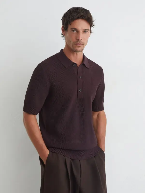 REISS Warren Polo Shirt - Dark Bordeaux