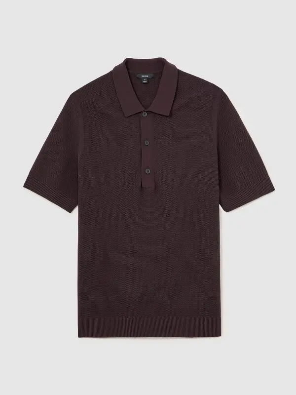 REISS Warren Polo Shirt - Dark Bordeaux
