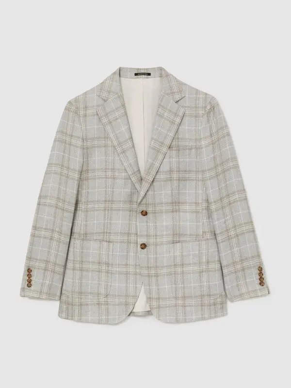 ATELIER Hemp Wool Check Single Breasted Classic Fit Blazer