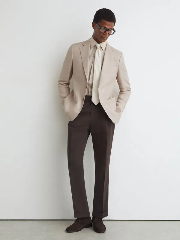ATELIER Linen-blend Single-breasted Blazer
