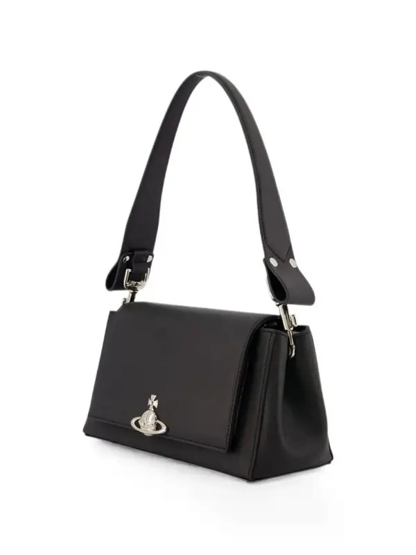 VIVIENNE WESTWOOD Medium Hazel Grained Leather Tote Bag - Black