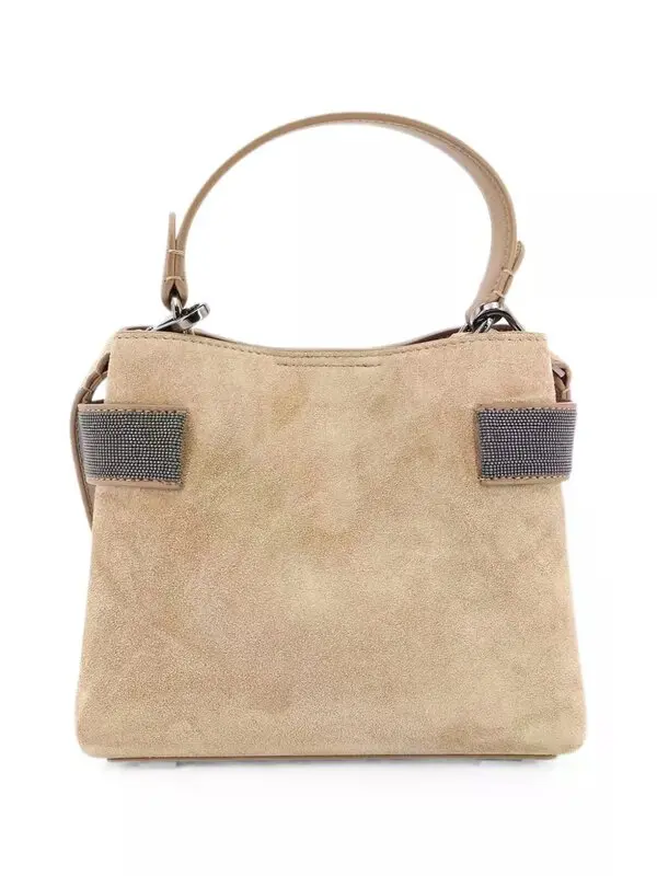 Brunello Cucinelli Mini Essence Monili-embellished Suede Tote Bag - Neutrals