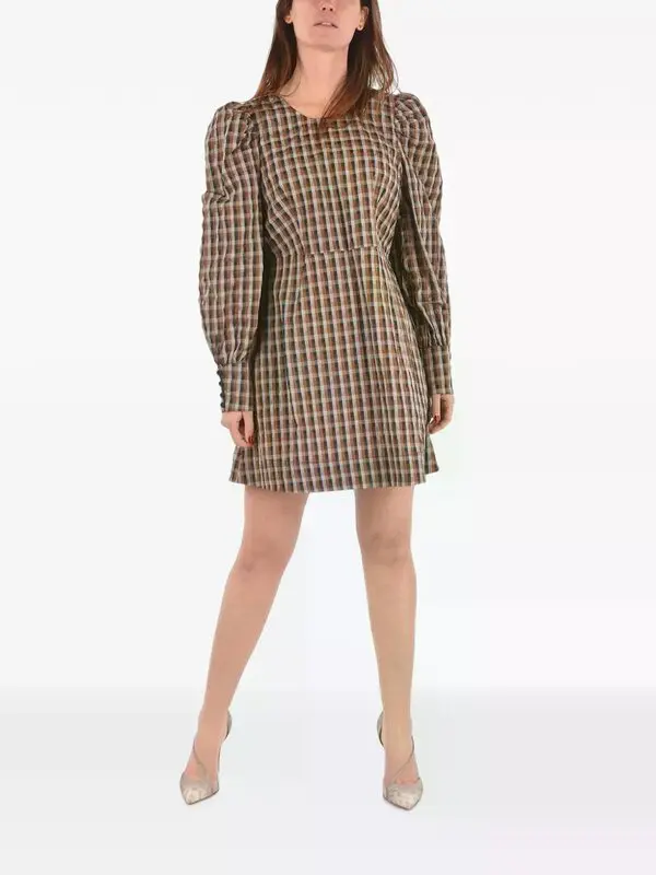 Baum Und Pferdgarten Aidine Gingham-print Mini Dress - Brown