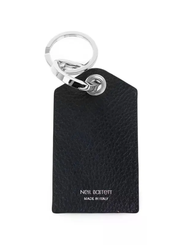 Neil Barrett Thunderbolt Hammered Leather Keychain