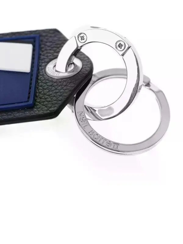 Neil Barrett Thunderbolt Hammered Leather Keychain