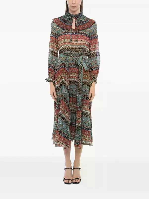 La DoubleJ Nefertiti Giza Pleated Midi Dress - Brown