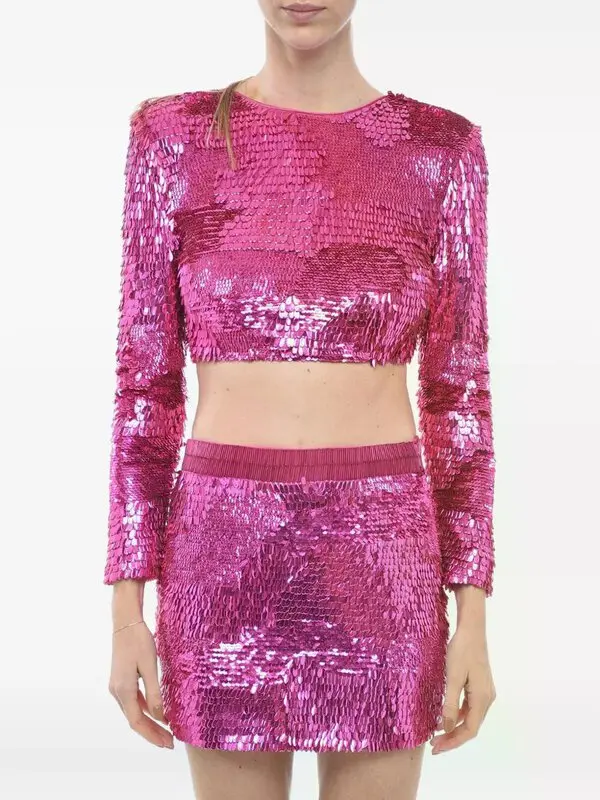 Retrofete Leanne Sequin-embellished Cropped Top - Pink