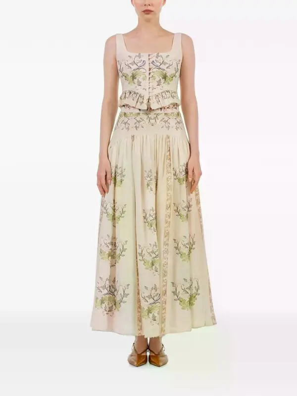 Agua Bendita Curua Anhelo High-waisted Maxi Skirt - White