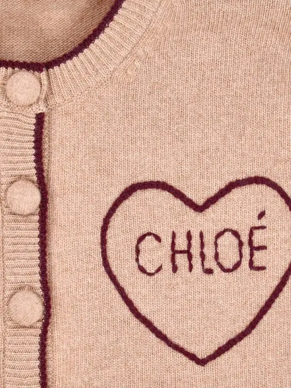Chloé Wool And Cashmere Cardigan With Heart Logo