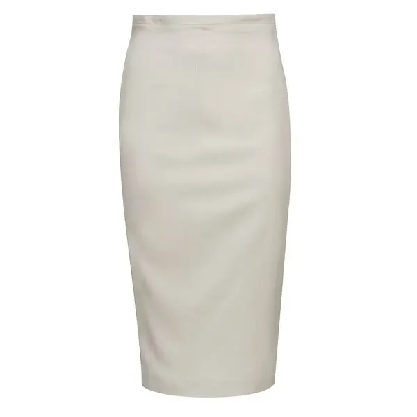 CONQUISTA Neutrals Sophisticated Ivory Gabardine Pencil Skirt With Cotton Blend - White