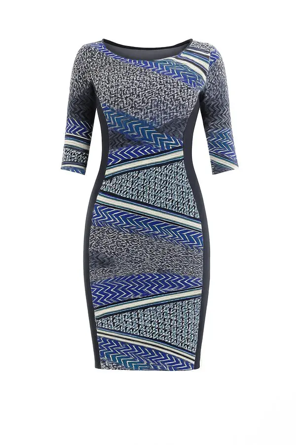 CONQUISTA Print & Panel Stretch Dress
