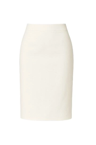 CONQUISTA Cream Stretch Gabardine Pencil Skirt - White
