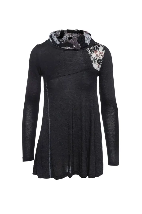 CONQUISTA Lace Detail Long Sleeve Top