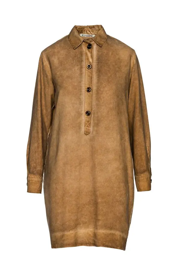 CONQUISTA Tencel Shirt Dress - Brown