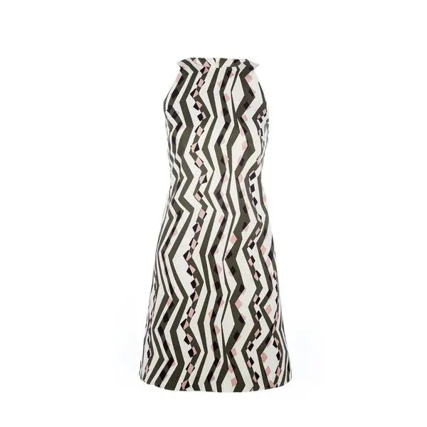 CONQUISTA Sleeveless A-line Print Dress - White